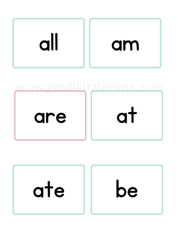 English Sight Words Flash Cards – Early Reading Learning Printables